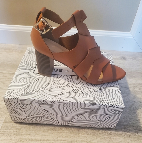 Chase + Chloe | Shoes | Chase And Chloe Brown Block Heel Strappy ...